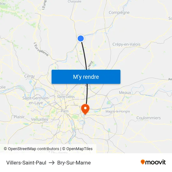 Villers-Saint-Paul à Bry-Sur-Marne en transport en commun