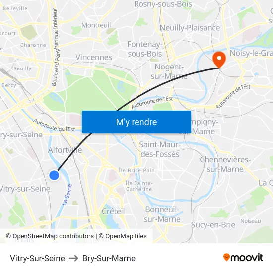 Vitry-Sur-Seine à Bry-Sur-Marne en transport en commun