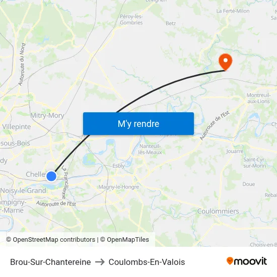 Brou-Sur-Chantereine à Coulombs-En-Valois en transport en commun