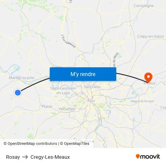 Rosay à Cregy-Les-Meaux en transport en commun