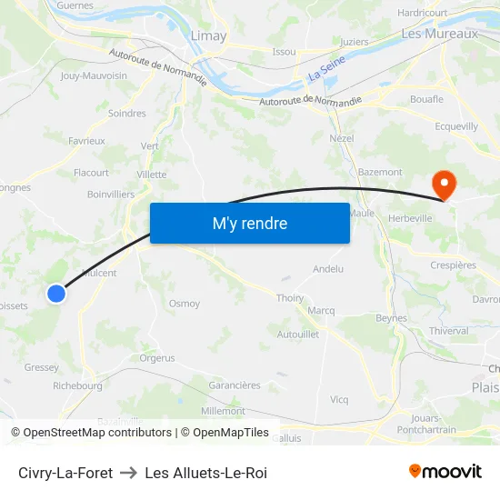 Civry-La-Foret à Les Alluets-Le-Roi en transport en commun