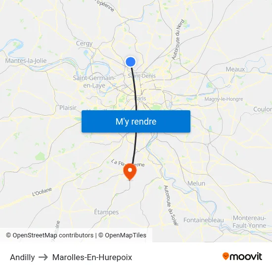 Andilly à Marolles-En-Hurepoix en transport en commun
