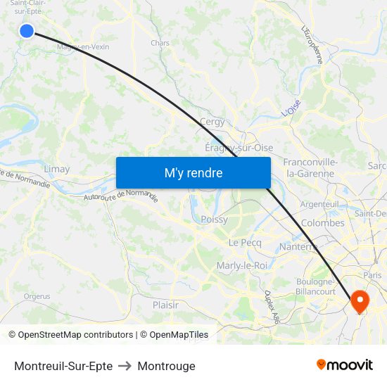 Montreuil-Sur-Epte à Montrouge en transport en commun