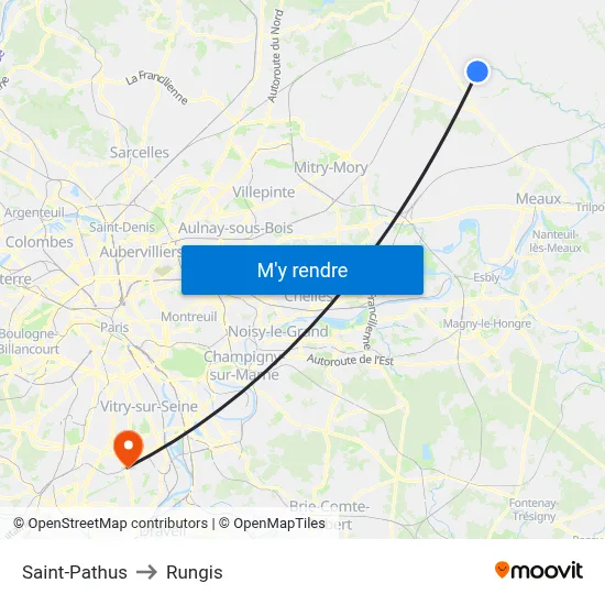 Saint-Pathus à Rungis en transport en commun