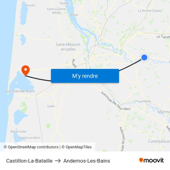 Castillon-La-Bataille à Andernos-Les-Bains en transport en commun
