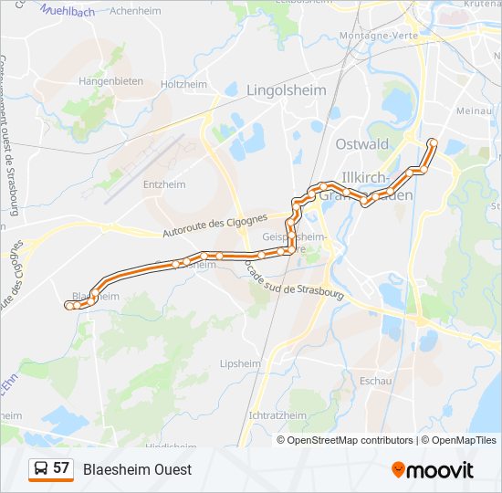 57 Itinéraire: Horaires, Arrêts & Plan - Blaesheim Ouest (mis à jour)