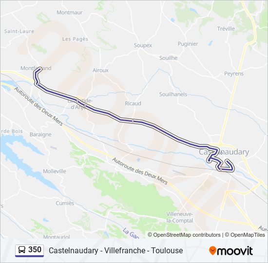 350 Itinéraire: Horaires, Arrêts & Plan - Toulouse / Castelnaudary (mis ...