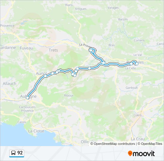 92 Itinéraire: Horaires, Arrêts & Plan - (mis à jour)