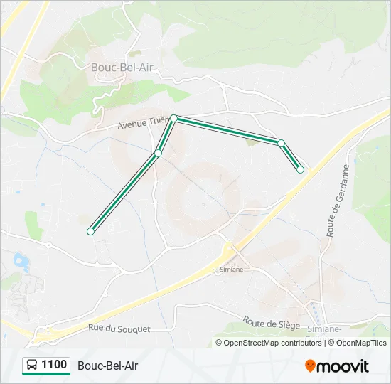 1100 Itinéraire: Horaires, Arrêts & Plan - Bouc Bel Air - Le Clos Des ...