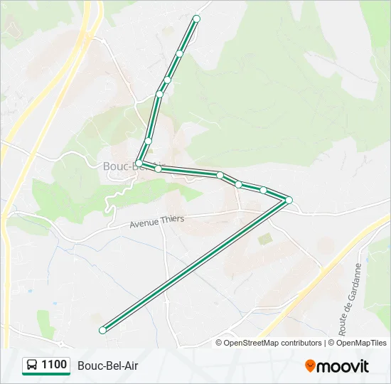 1100 Itinéraire: Horaires, Arrêts & Plan - Bouc Bel Air - La Tuilerie ...