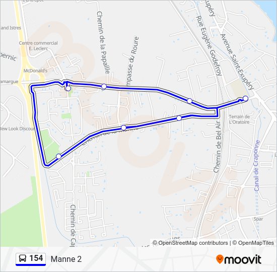 154 Itinéraire: Horaires, Arrêts & Plan - Manne 2 (mis à jour)