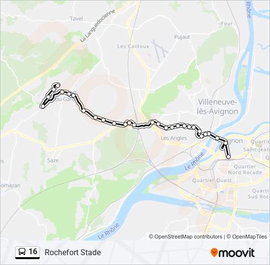 16 Itinéraire: Horaires, Arrêts & Plan - Rochefort Stade (mis à jour)