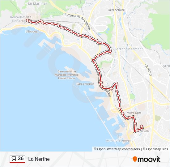 36 Itinéraire: Horaires, Arrêts & Plan - (mis à jour)