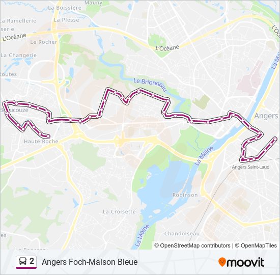 2 Itinéraire: Horaires, Arrêts & Plan - Angers Foch-Maison Bleue (mis à ...