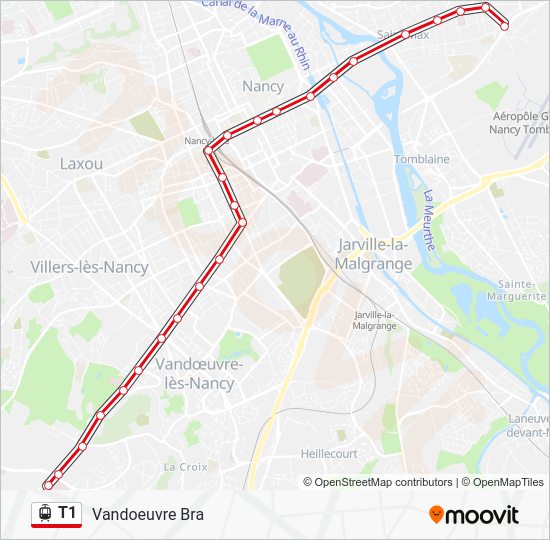 T1 Route: Schedules, Stops & Maps - Vandoeuvre Brabois Hopitaux (Updated)