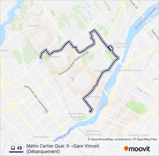 48 Itinéraire: Horaires, Arrêts & Plan - Métro Cartier Quai: 9‎→Gare ...
