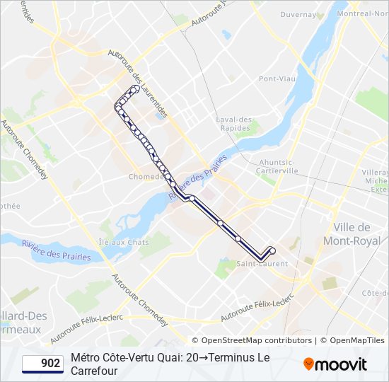 902 Route: Schedules, Stops & Maps - Métro Côte-Vertu Quai: 20‎→ ...