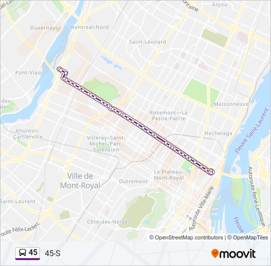 45 Itinéraire: Horaires, Arrêts & Plan - Sud (mis à jour)