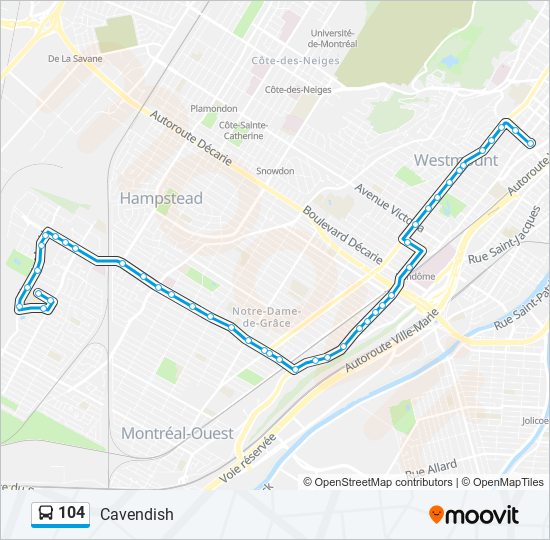 104 Route: Schedules, Stops & Maps - Ouest (Updated)