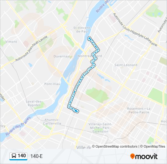 140 Itinéraire: Horaires, Arrêts & Plan - Est (mis à jour)