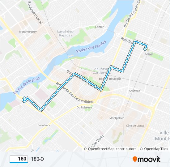 180 Itinéraire: Horaires, Arrêts & Plan - Ouest (mis à jour)