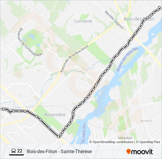 22 Itinéraire: Horaires, Arrêts & Plan - Gare Sainte-Thérèse (mis à jour)