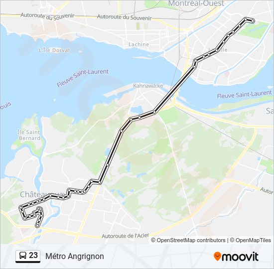 23 Route: Schedules, Stops & Maps - Métro Angrignon (Updated)