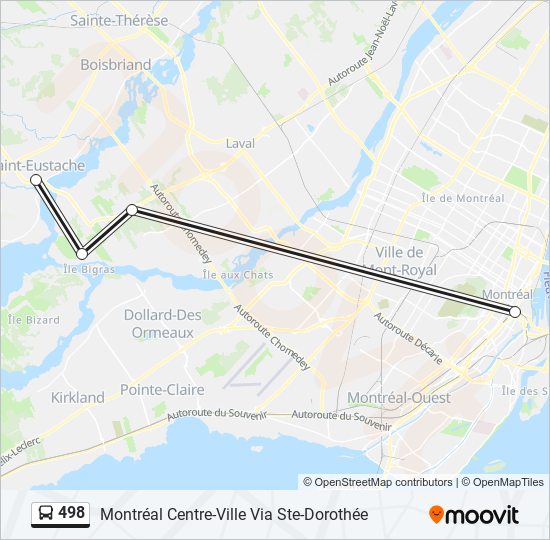 498 Itinéraire: Horaires, Arrêts & Plan - Montréal Centre-Ville Via Ste ...