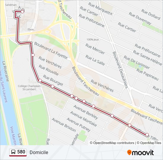 580 Route: Schedules, Stops & Maps - Domicile (Updated)