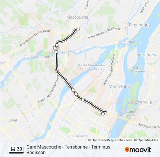 30 Itinéraire: Horaires, Arrêts & Plan - Gare Mascouche Via Terminus ...
