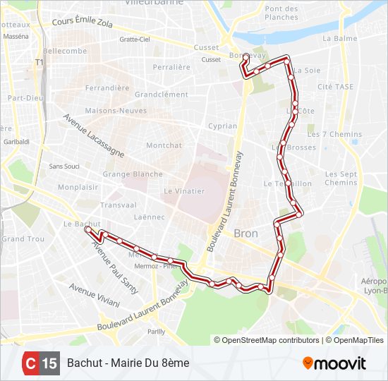 c15 Itinéraire: Horaires, Arrêts & Plan - Bachut - Mairie Du 8ème (mis ...