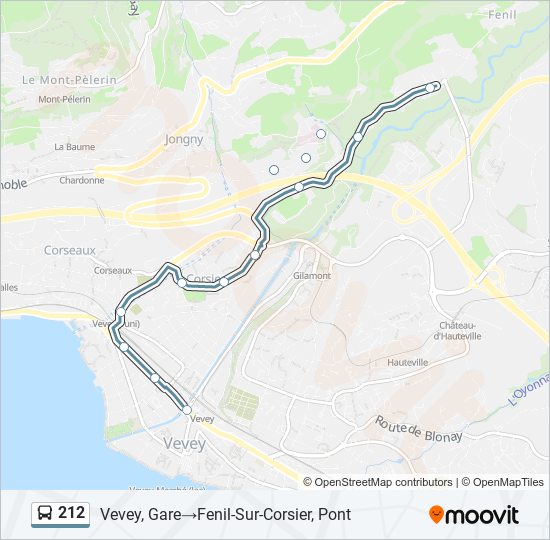 212 Itinéraire: Horaires, Arrêts & Plan - Vevey, Gare‎→Fenil-Sur ...