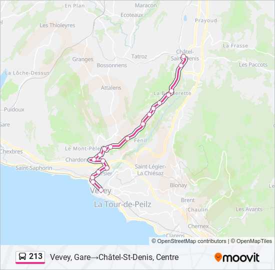 213 Itinéraire: Horaires, Arrêts & Plan - Vevey, Gare‎→Châtel-St-Denis ...