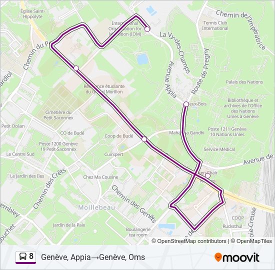 8 Route: Schedules, Stops & Maps - Genève Appia‎→Genève Oms (Updated)