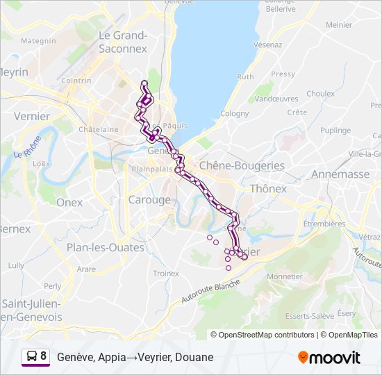 8 Route: Schedules, Stops & Maps - Genève Appia‎→Veyrier Douane (Updated)