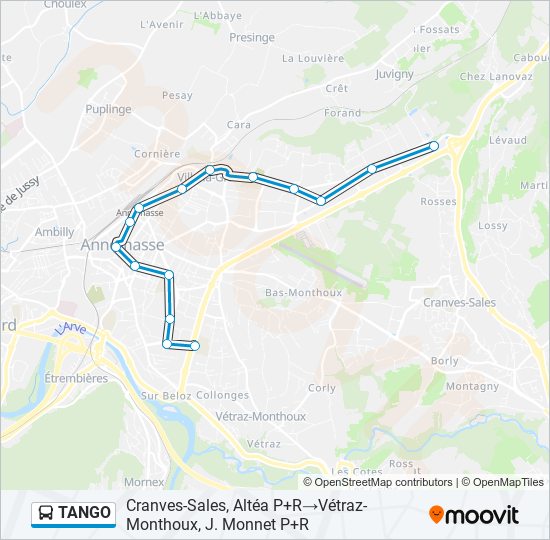 tango Itinéraire: Horaires, Arrêts & Plan - Cranves-Sales, Altéa P+R‎→ ...