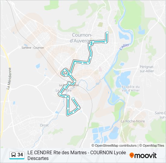 34 Route: Schedules, Stops & Maps - Le Cendre Rte Des Martres (Updated)