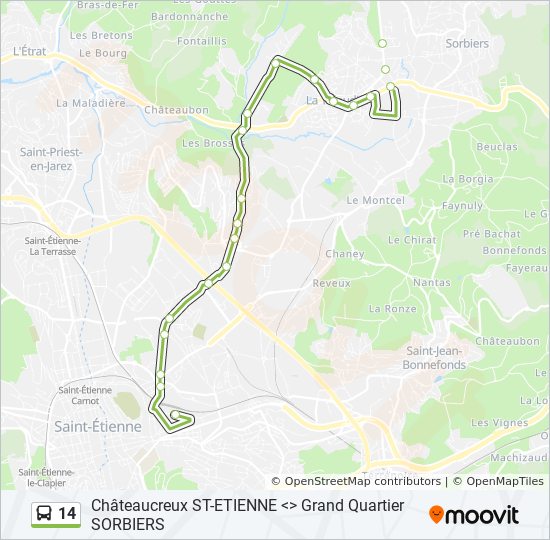 14 Itinéraire: Horaires, Arrêts & Plan - Châteaucreux St-Etienne (mis à ...