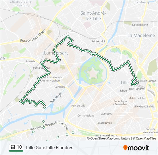 10 Itinéraire: Horaires, Arrêts & Plan - Lille Gare Lille Flandres (mis ...