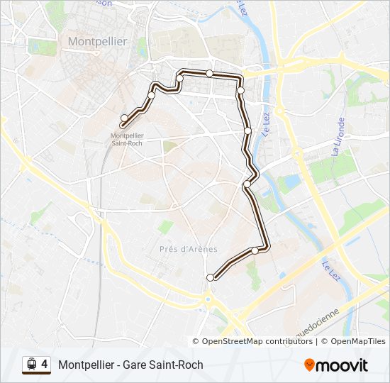 4 Itinéraire: Horaires, Arrêts & Plan - Montpellier - Gare Saint-Roch ...