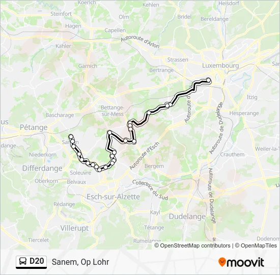 D20 Route: Schedules, Stops & Maps - Sanem, Op Lohr (Updated)