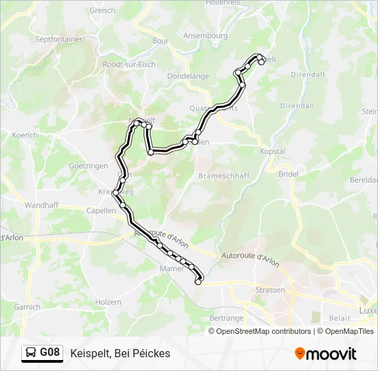 G08 Route: Schedules, Stops & Maps - Keispelt, Bei Péickes (Updated)