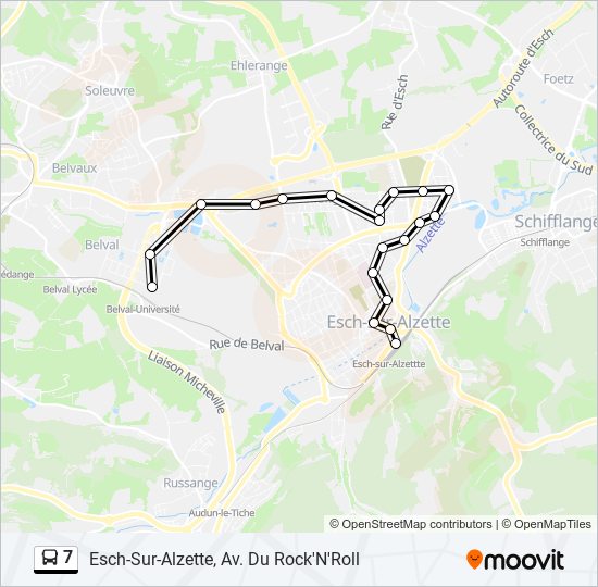 7 Itinéraire: Horaires, Arrêts & Plan - Esch-Sur-Alzette, Av. Du Rock'N ...