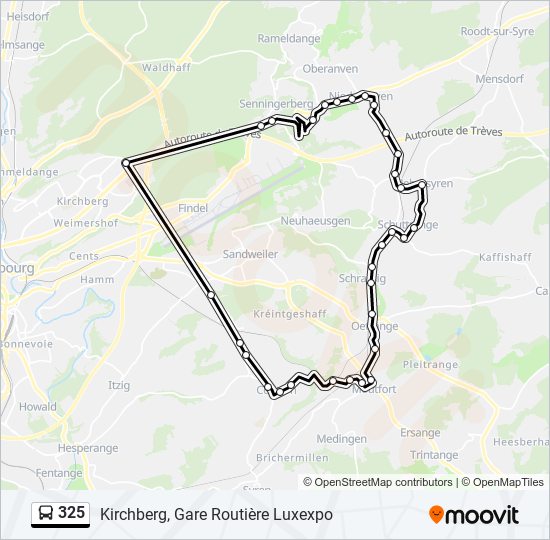 325 Route: Schedules, Stops & Maps - Kirchberg, Gare Routière Luxexpo ...