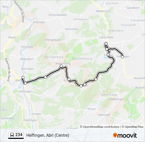 234 Route: Schedules, Stops & Maps - Heffingen, Abri (Centre) (Updated)