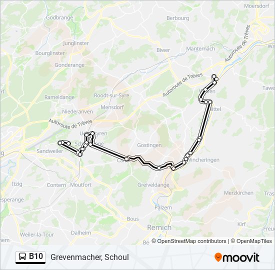 b10 Route: Schedules, Stops & Maps - Grevenmacher, Schoul (Updated)