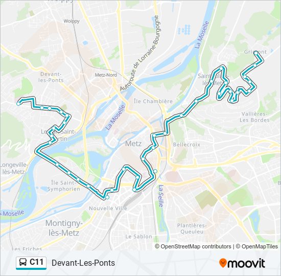 c11 Itinéraire: Horaires, Arrêts & Plan - Devant-Les-Ponts (mis à jour)