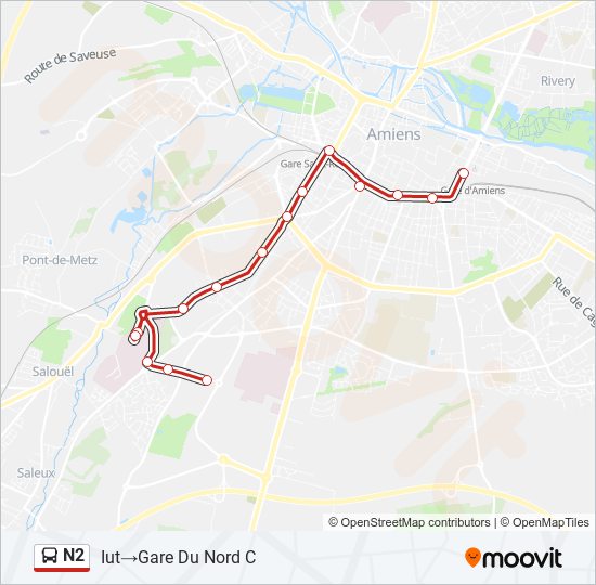 n2 Itinéraire: Horaires, Arrêts & Plan - Iut‎→Gare Du Nord C (mis à jour)