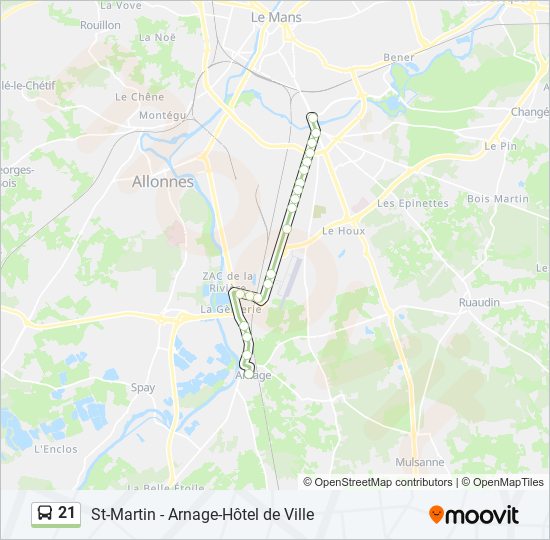21 Itinéraire: Horaires, Arrêts & Plan - Arnage Hotel De Ville (mis à jour)