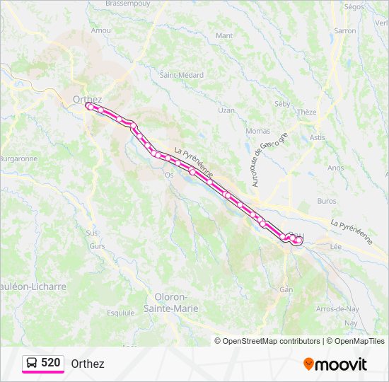 520 Route: Schedules, Stops & Maps - Orthez (Updated)